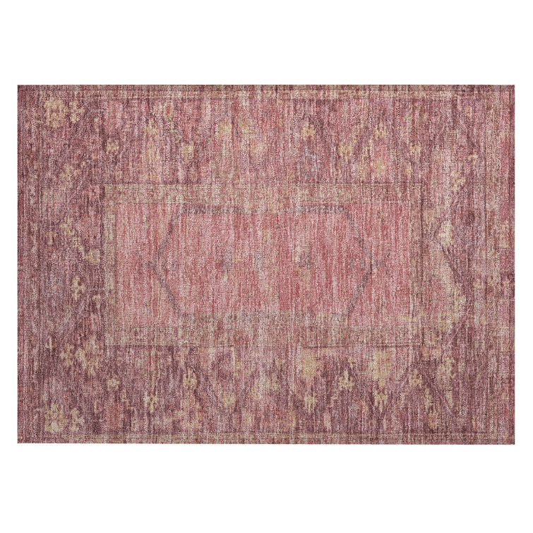 Bungalow Rose Machine Washable Indoor/Outdoor Xhevrie Blush Rug | Wayfair